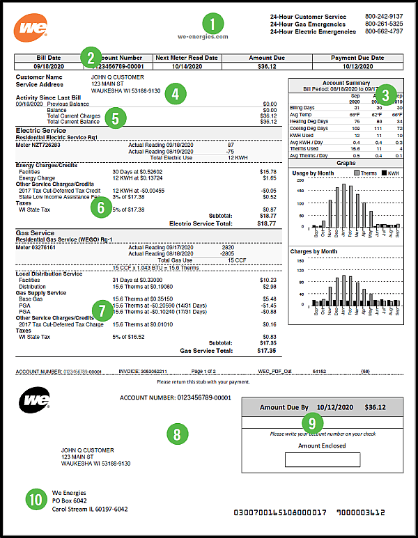 Reading Your Bill | We Energies
